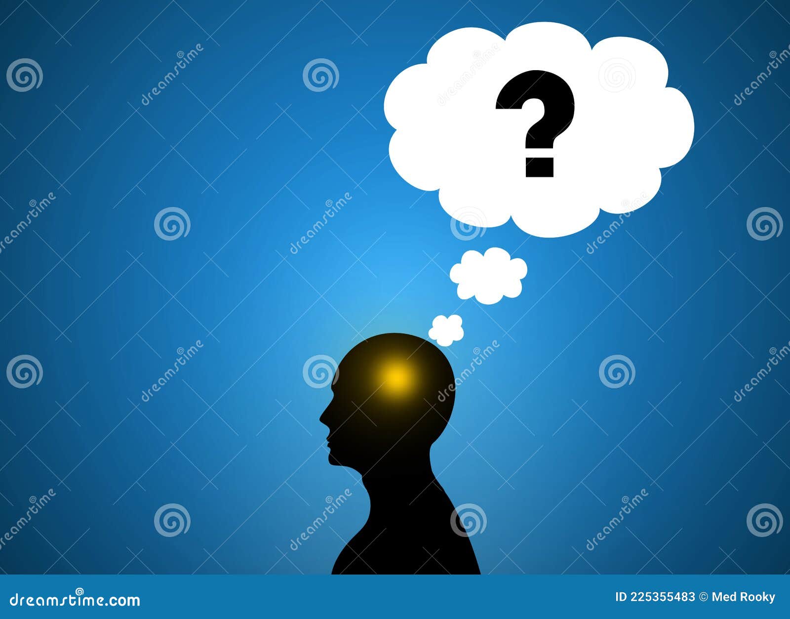 Question Mark Over Head of a Brainstorming Human Brain Unknown Man ...