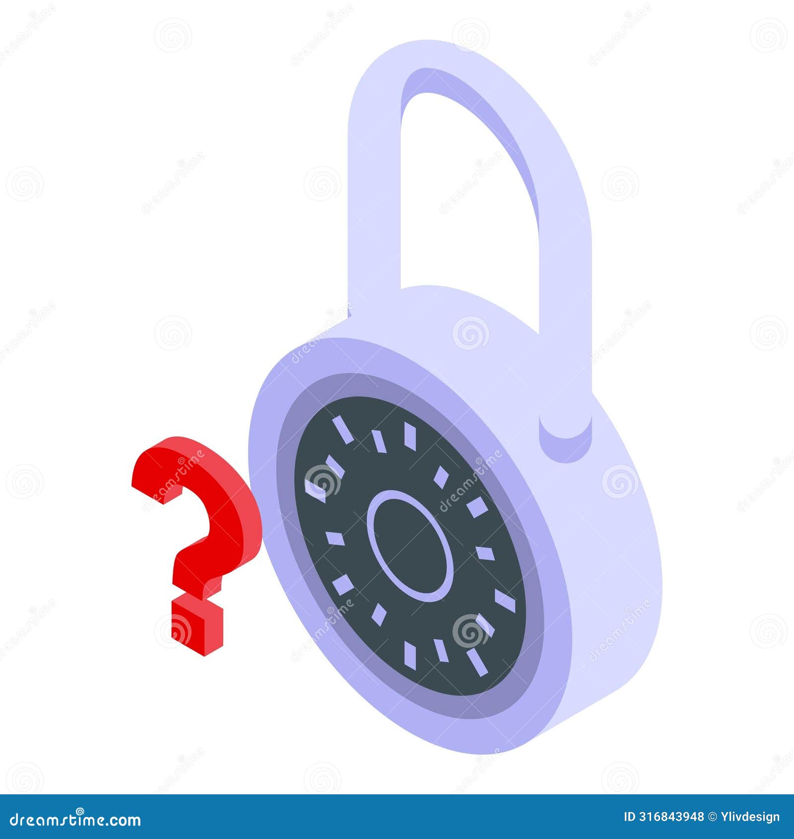 Question Mark Padlock Icon Isometric Vector. Two Steps Authentication ...