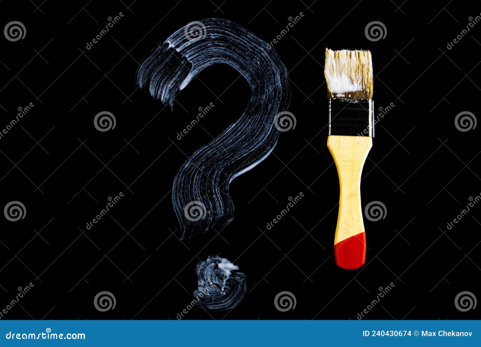 Question Mark Painted on a Black Background. White Question Mark Stock ...