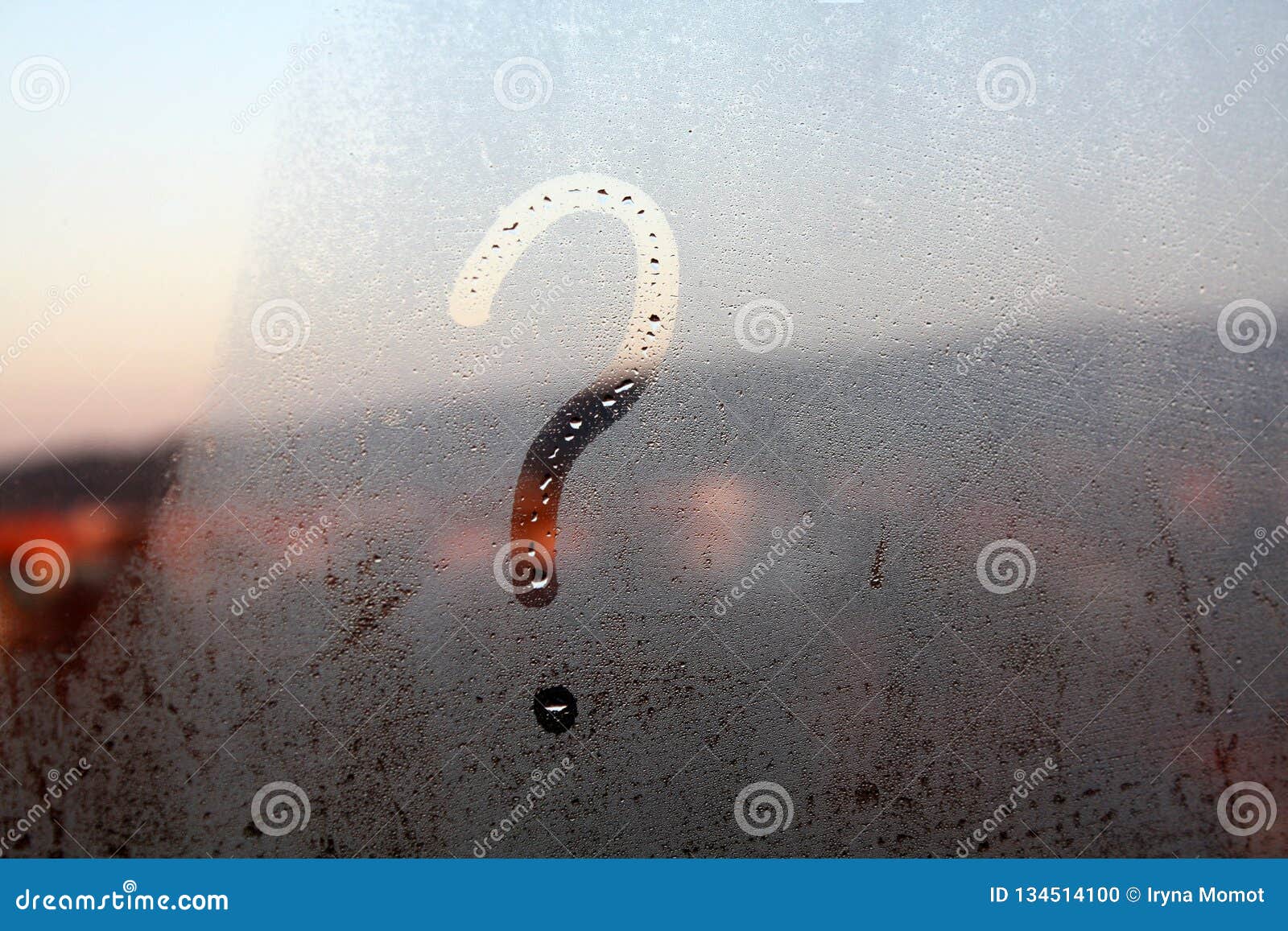 Question Mark Painted on the Wet Window Glass Stock Photo - Image of ...