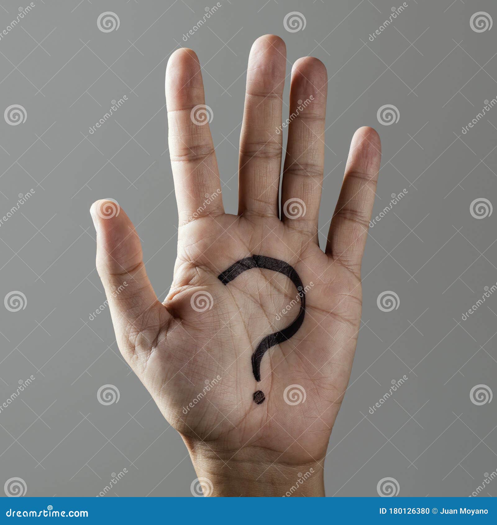 Question Mark in the Palm of a Man Stock Photo - Image of forgetful ...