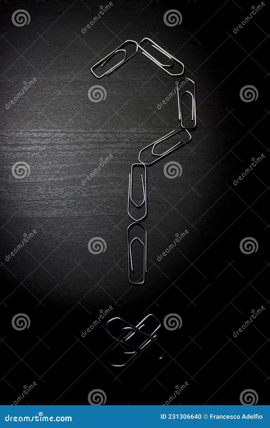 Question Mark, Paper Clips, Stationery, Office, Front View on Dark ...