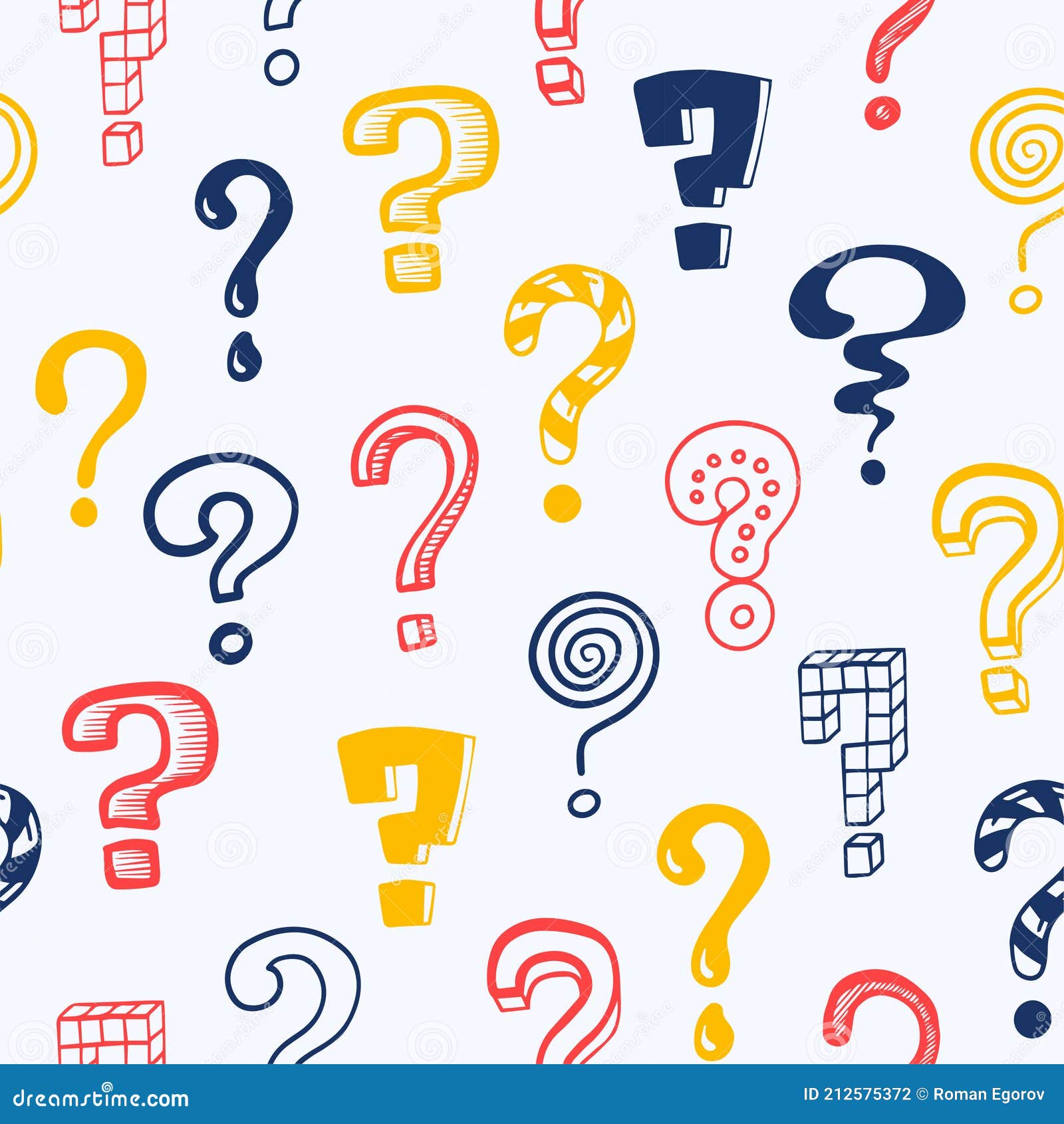 Question Mark Pattern. Doodle Seamless Texture Mockup With Colorful ...