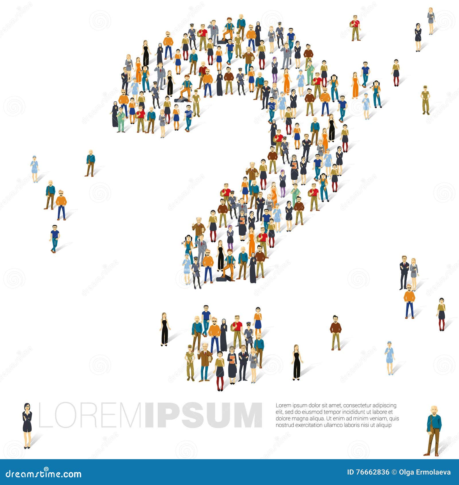 Question Mark of People Crowd. Vector Template. Stock Vector ...