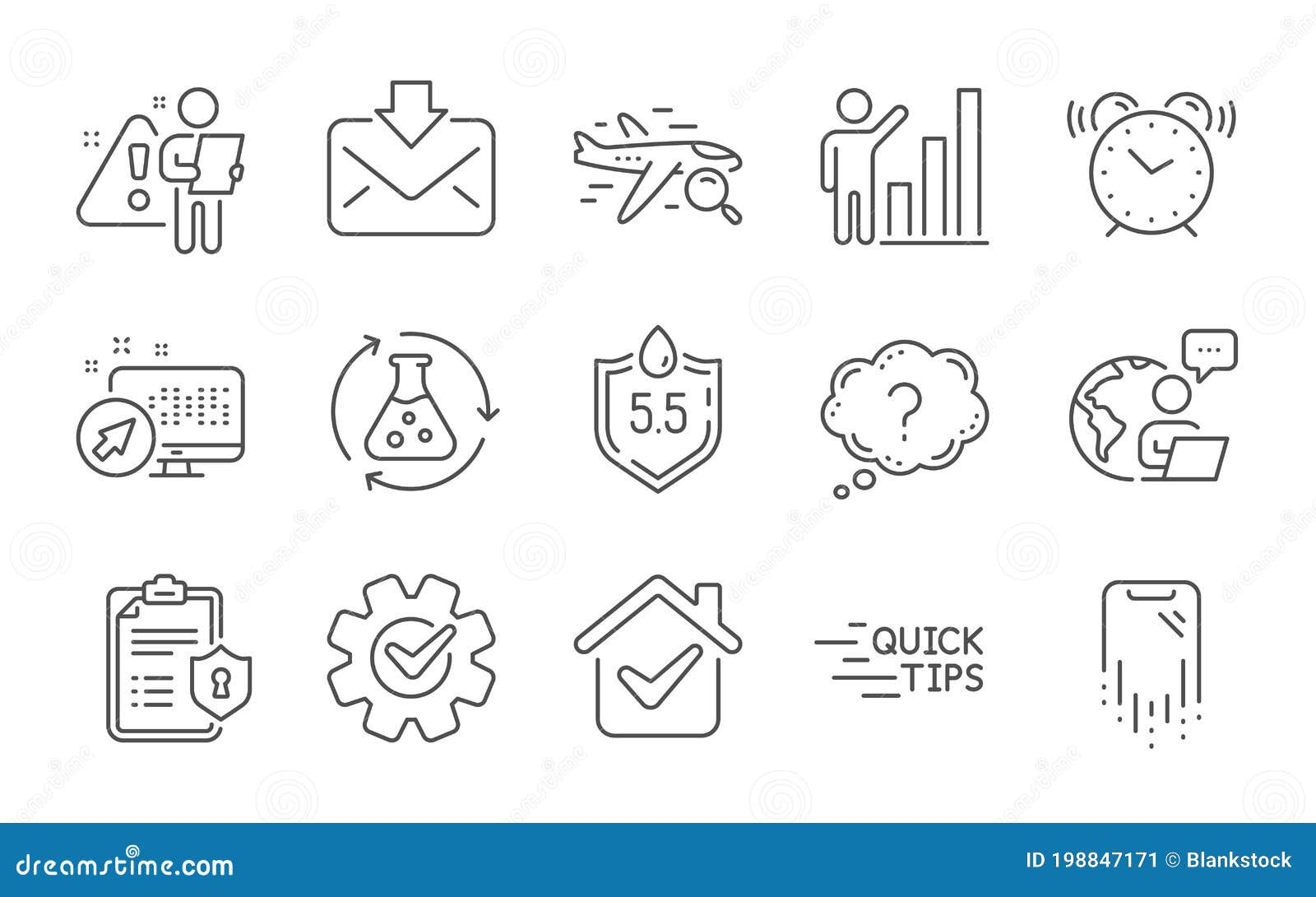 Question Mark, Ph Neutral and Incoming Mail Icons Set. Search Flight ...
