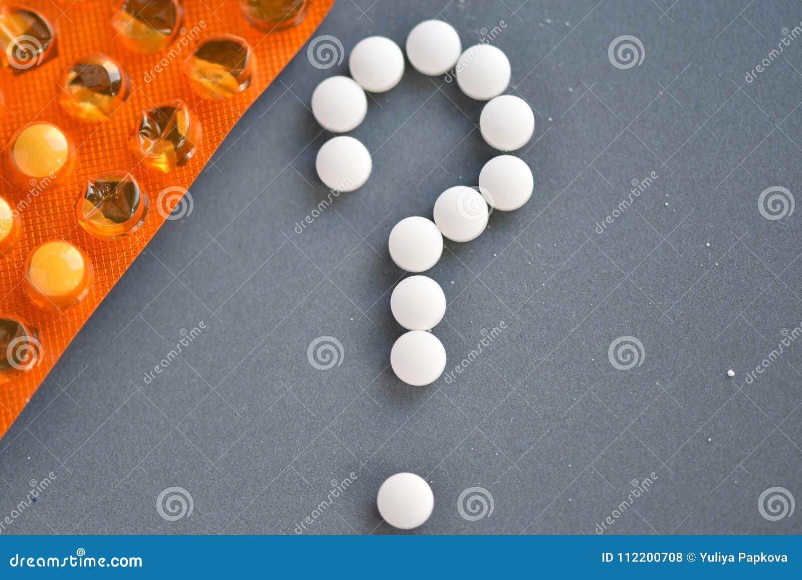 Question Mark from Pills with Orange Drug Blister Stock Photo - Image ...