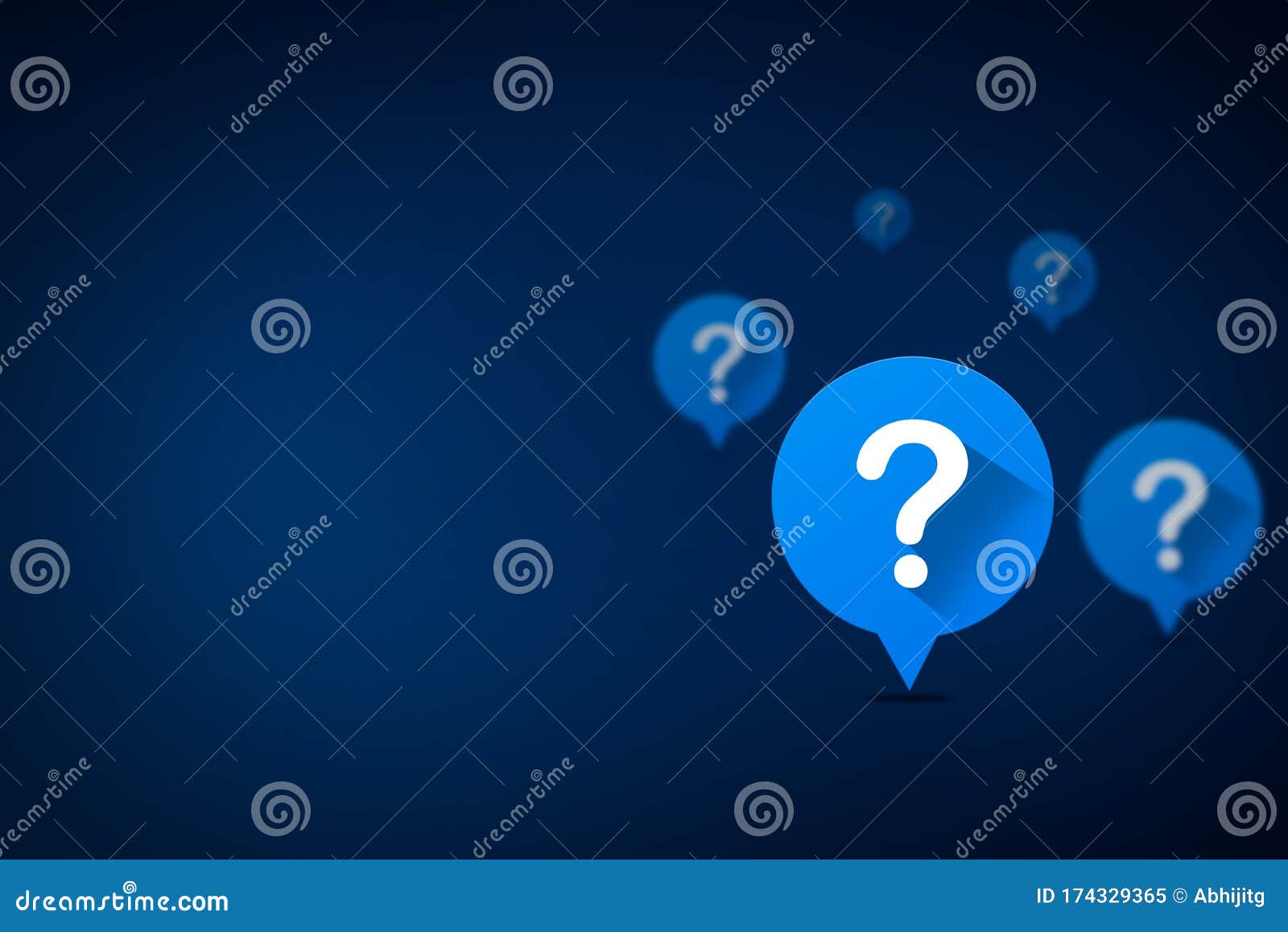 Question Mark Pin Tag Concept on Blue Background Stock Illustration ...