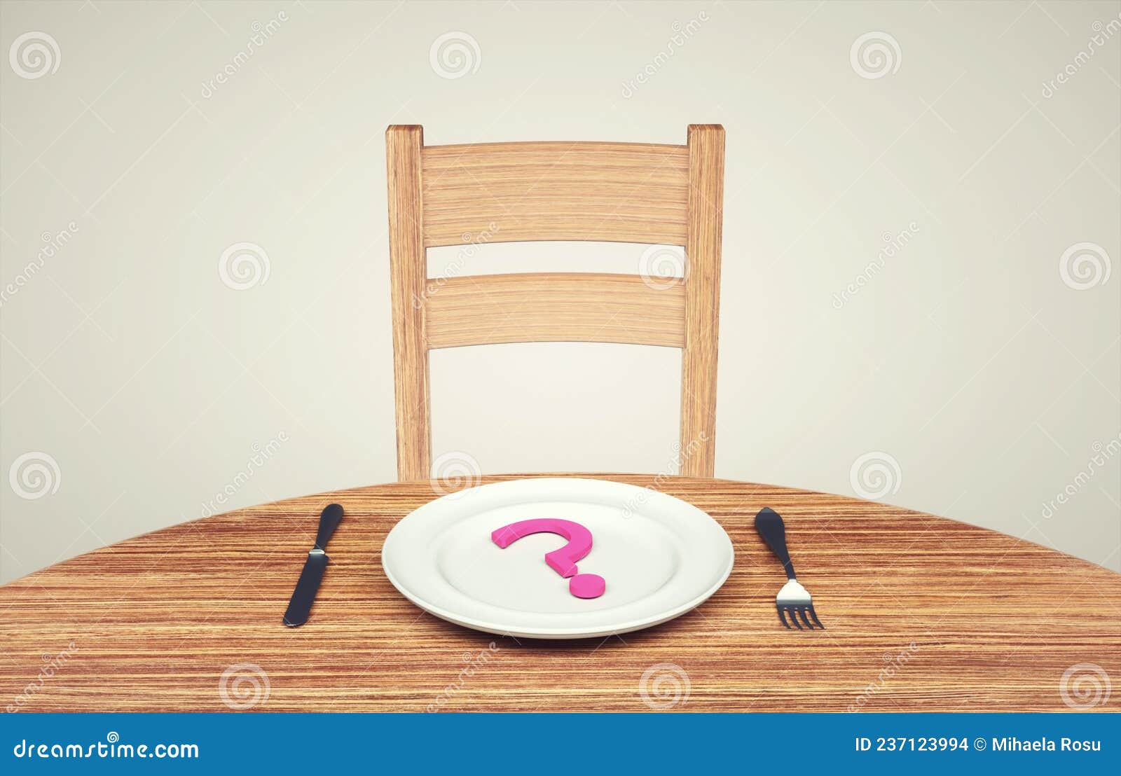 Question Mark on a Plate at Dinner Table Stock Illustration ...