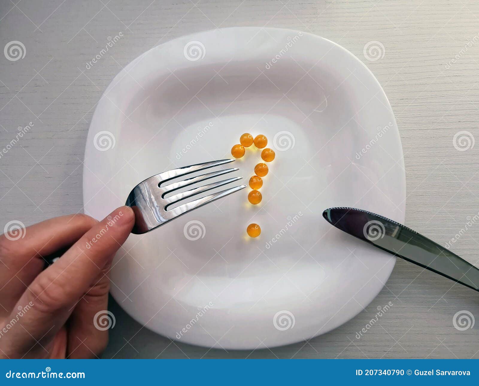 Question Mark on a Plate with a Fork and Knife Top View Stock Photo ...