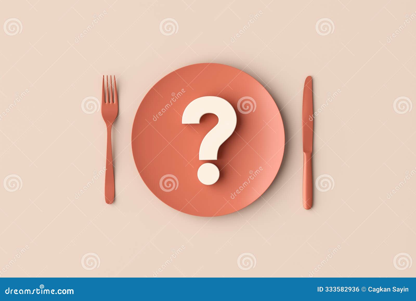 Question Mark Lying on a Plate with Knife and Fork on the Side Stock ...