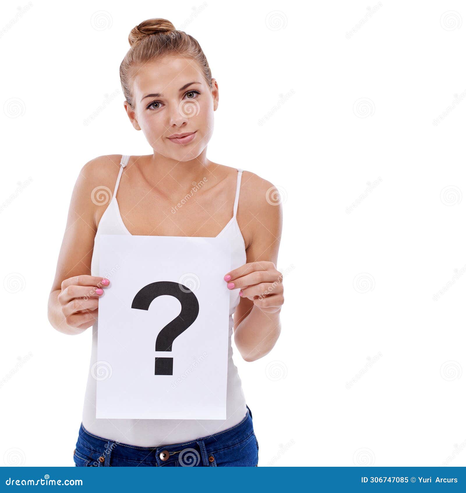 Question Mark, Portrait or Woman with Sign or Doubt for Decision, Ideas ...