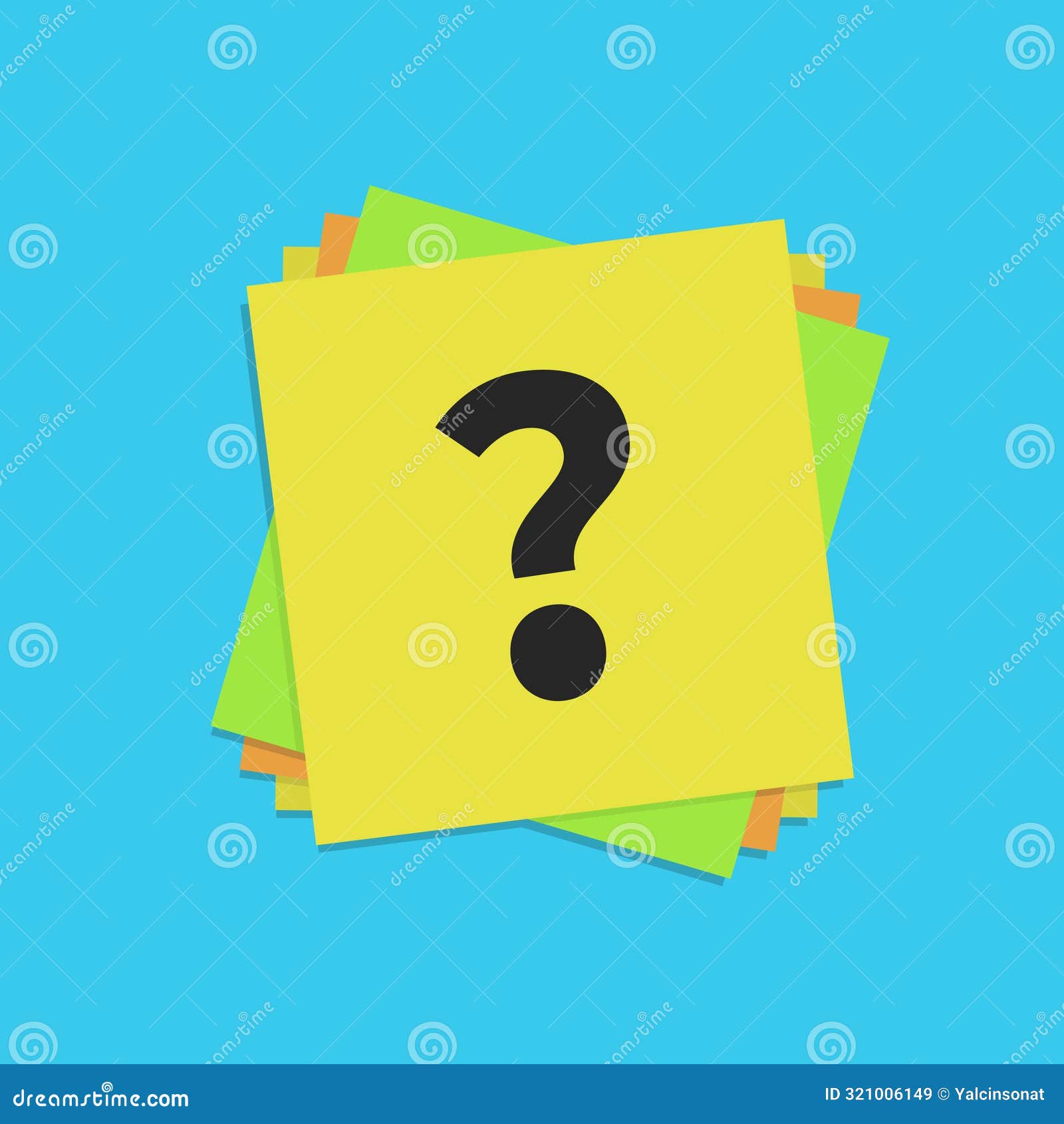 Question Mark on Post-it Stacked on Blue Background Stock Vector ...