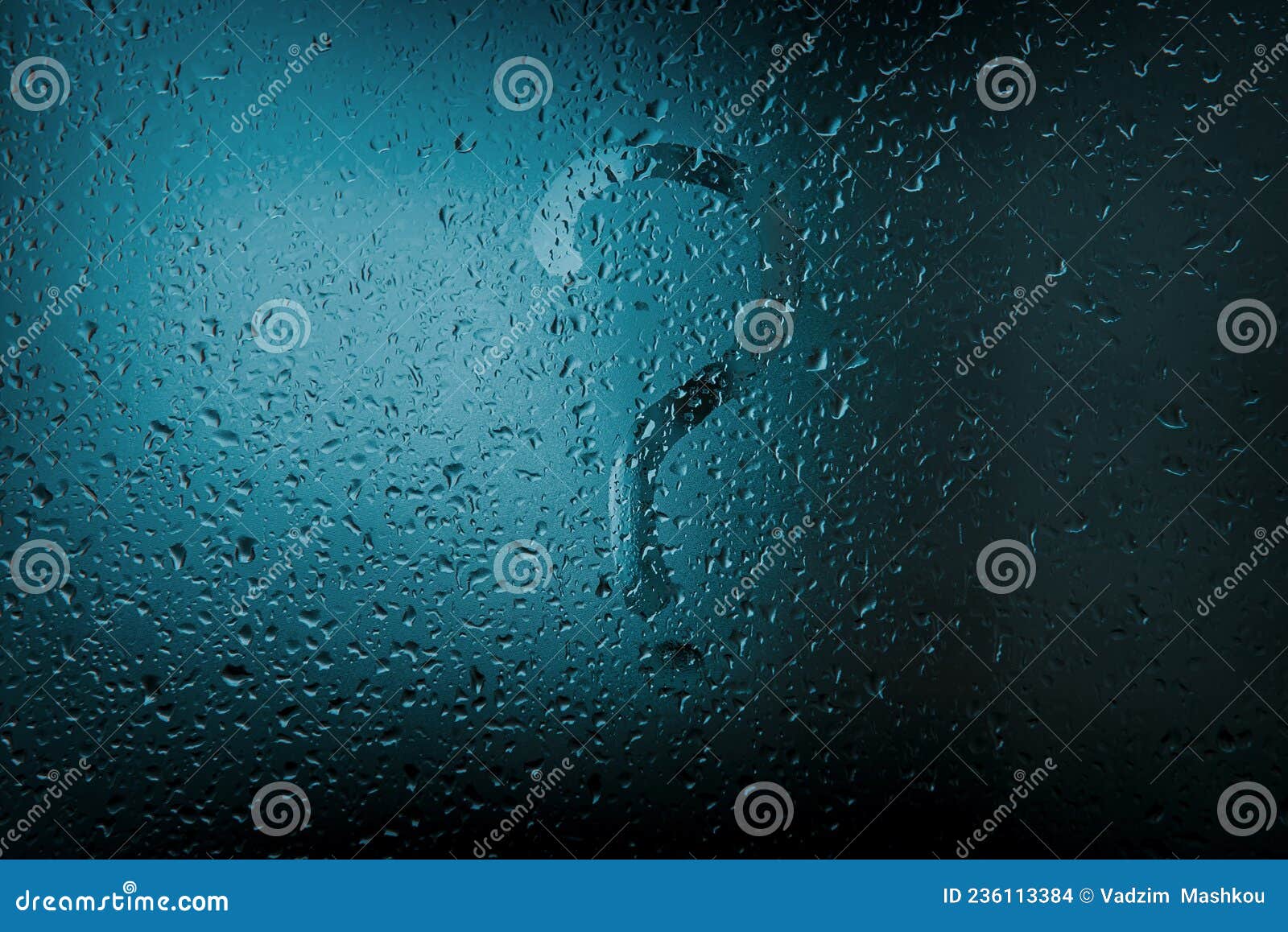 A Question Mark on Rain-wet Glass. Water Drops on the Window. Question ...