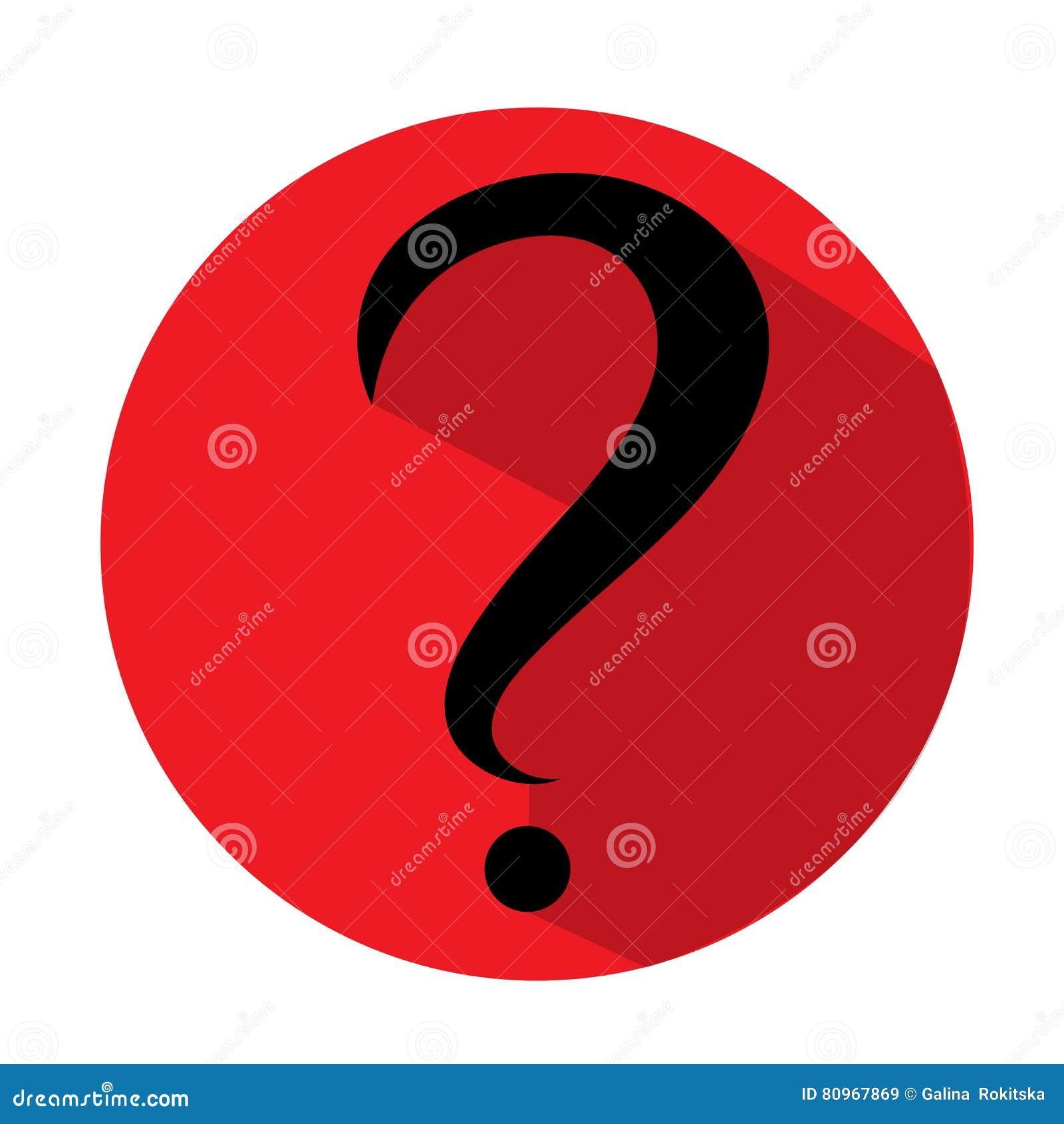 Question Mark in Red Circle. Vector Icon with Long Shadow. Flat Design ...