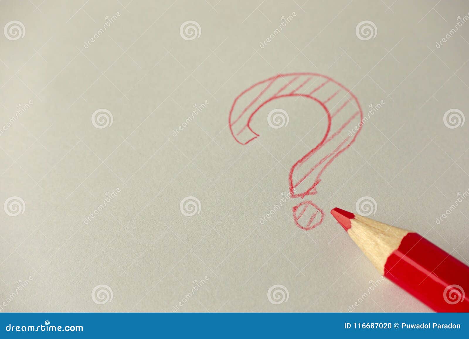Question Mark with Red Graphite Pencil Stock Photo - Image of write ...