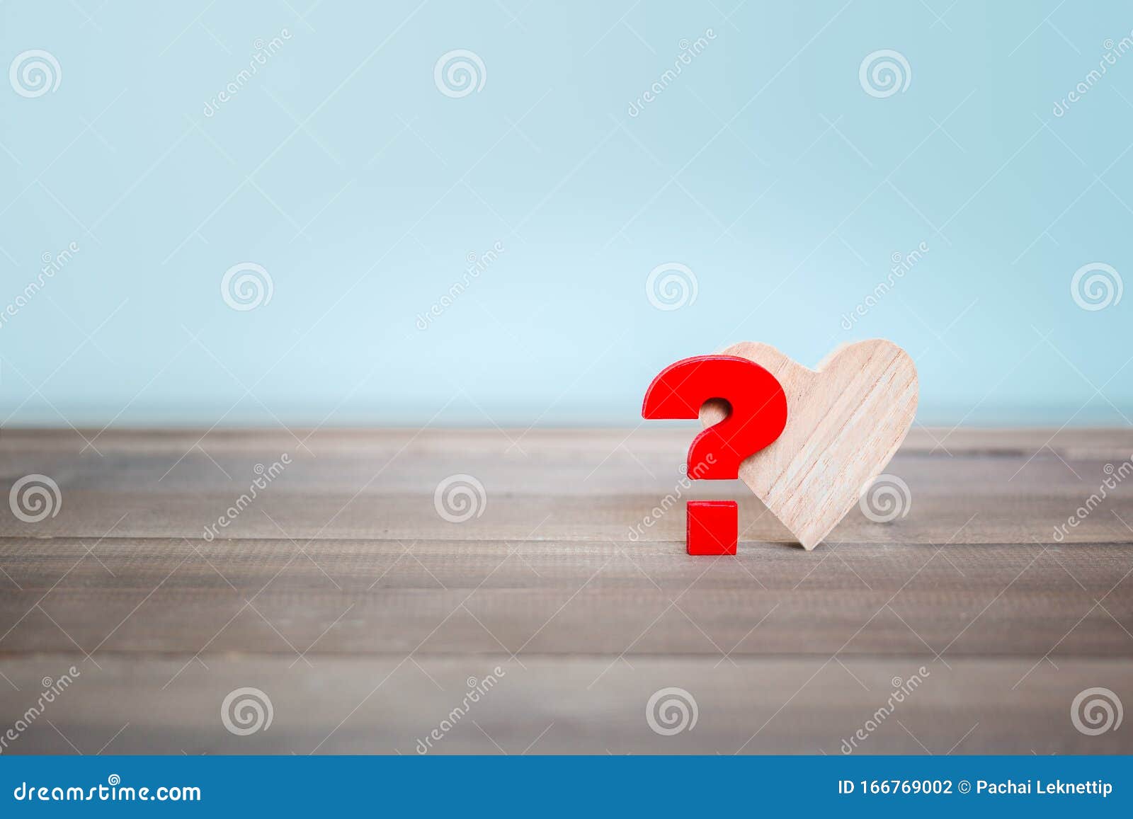 Question Mark with Red Heard on Wood Table , Problem Concept Stock ...