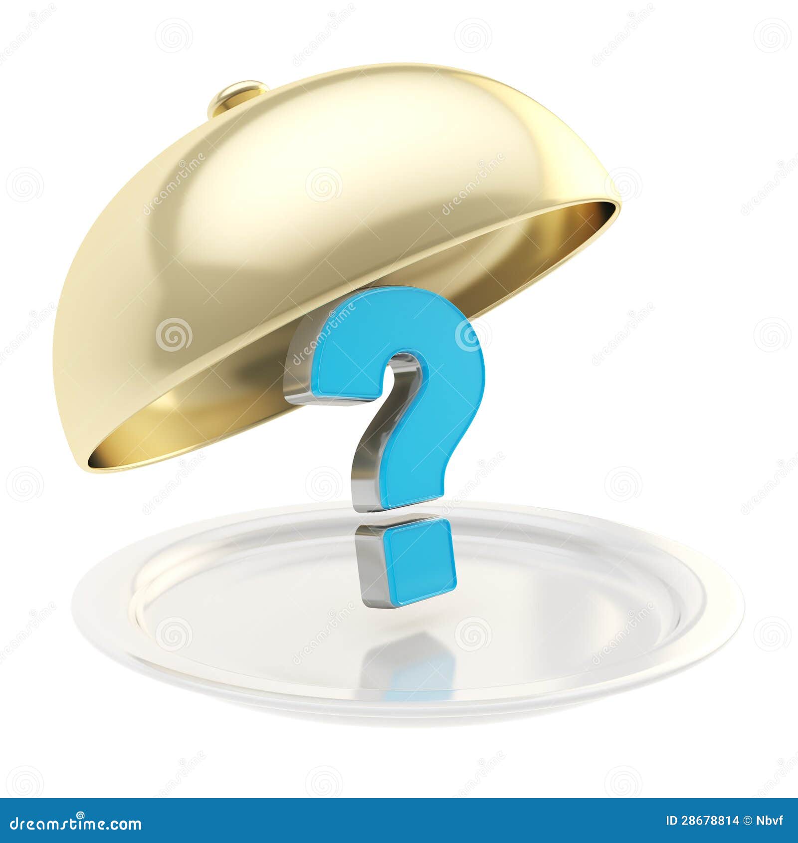 Question Mark on Salver Plate Under the Food Cover Stock Illustration ...