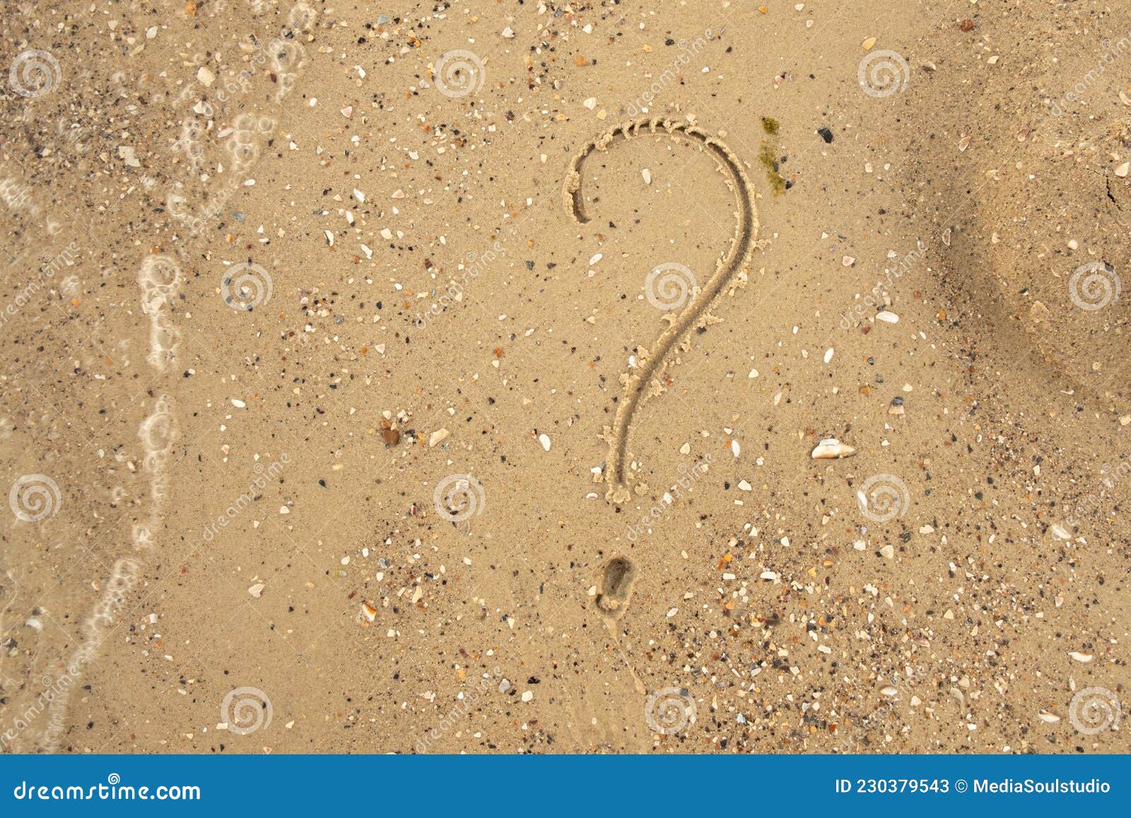 Question mark on the sand stock illustration. Illustration of beach ...