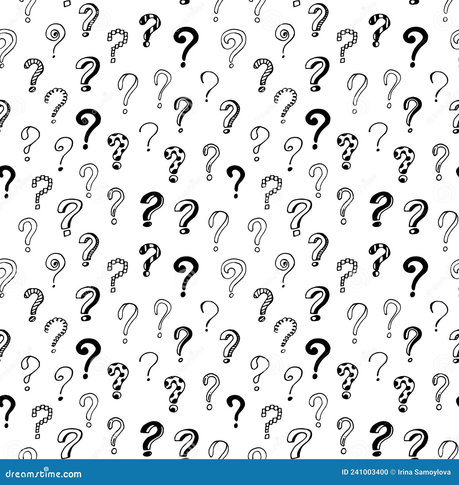 Question Mark Seamless Pattern Hand Drawn Doodle, Vector. Wallpaper ...
