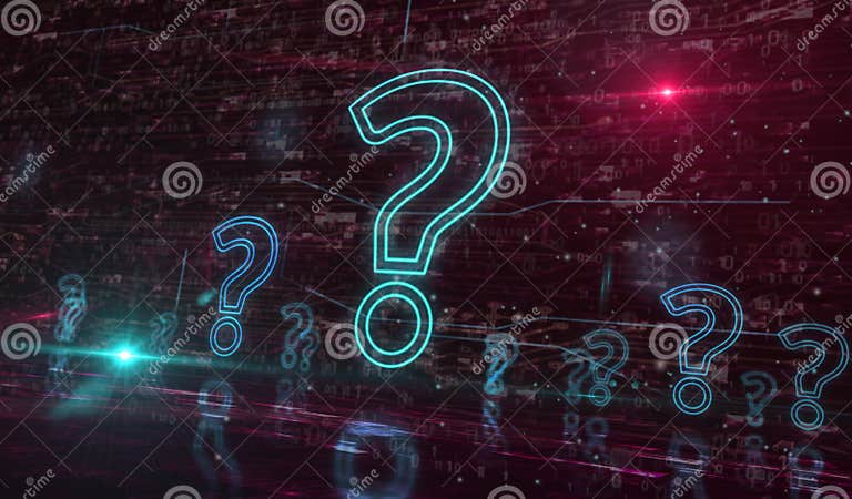 Question Mark Search and Quest Symbol Digital Concept 3d Illustration ...