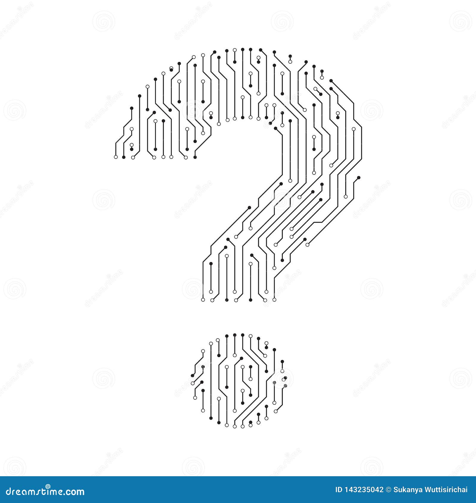 Question Mark Shape Digital Line Design Stock Vector - Illustration of ...