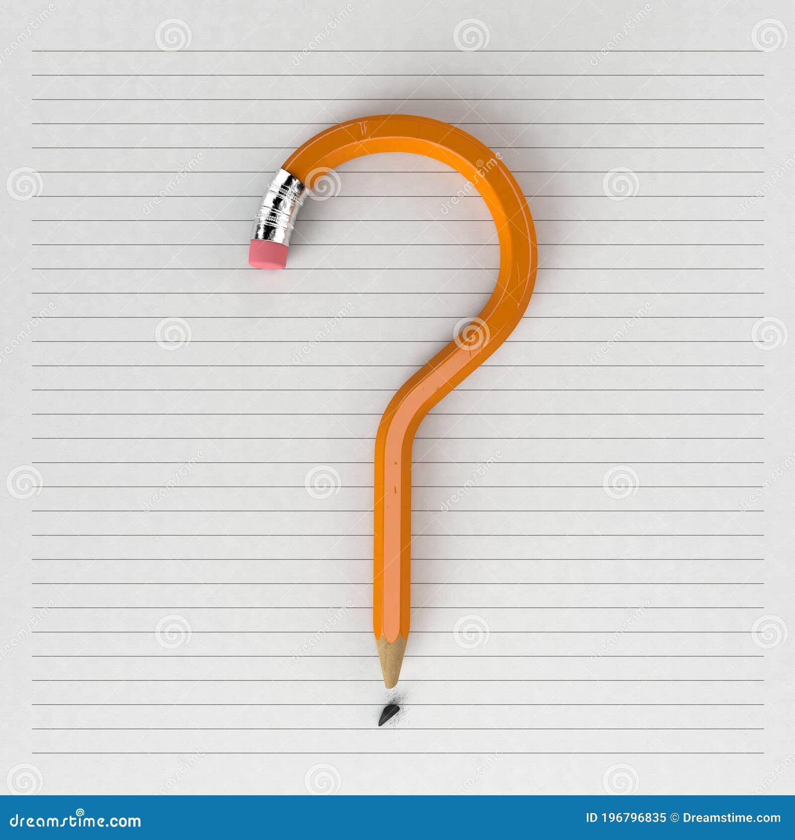 Question Mark Shaped Pencil 3D Render Stock Illustration - Illustration ...