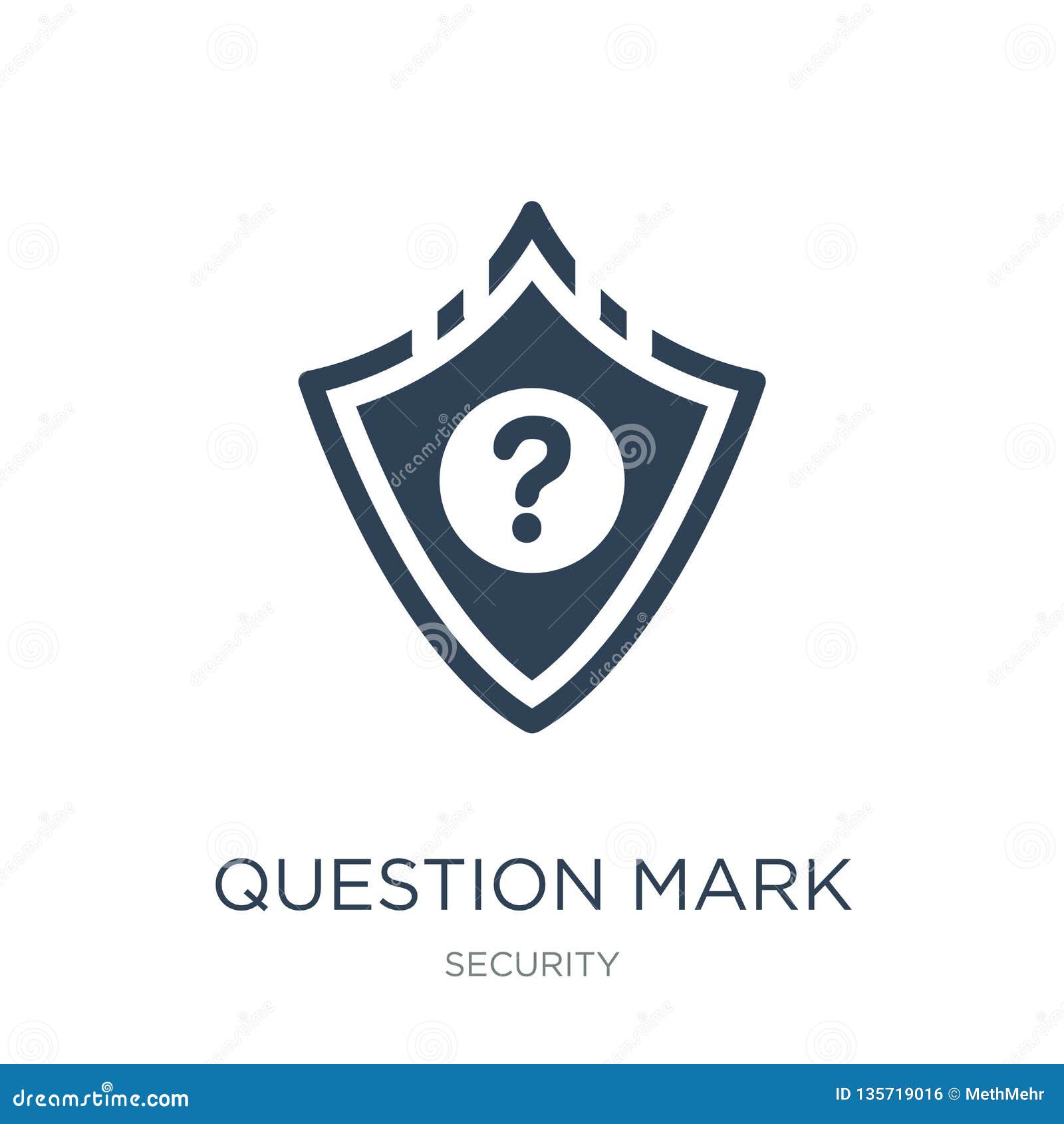 Question Mark in a Shield Icon in Trendy Design Style. Question Mark in ...