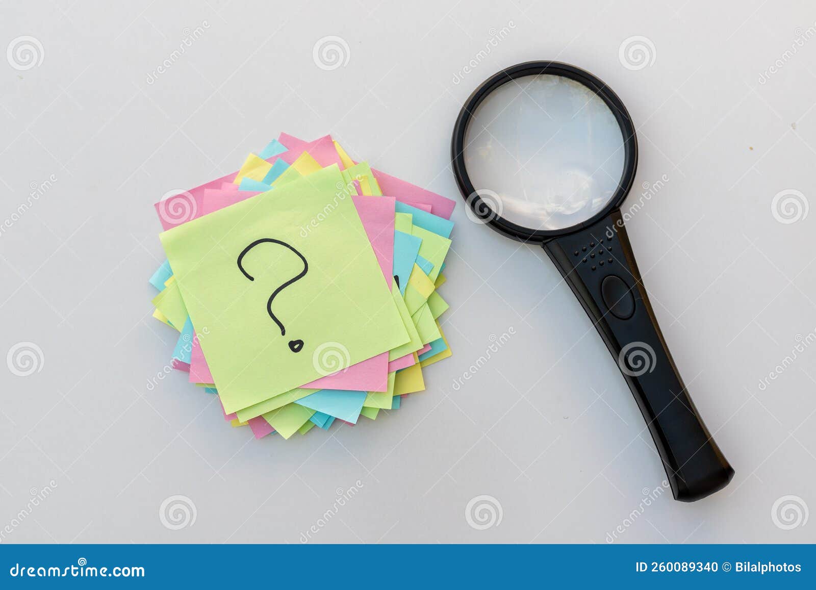 The Question Mark Sign Hand Written on a Sticky Note Along a Searching ...