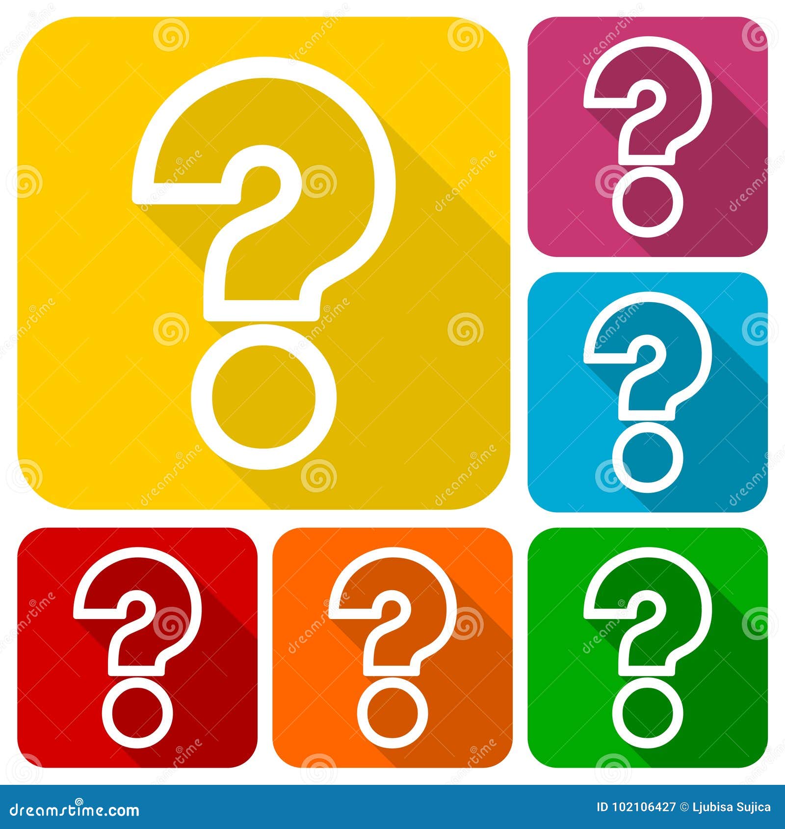 Question Mark Sign Icons Set with Shadow Stock Vector - Illustration of ...