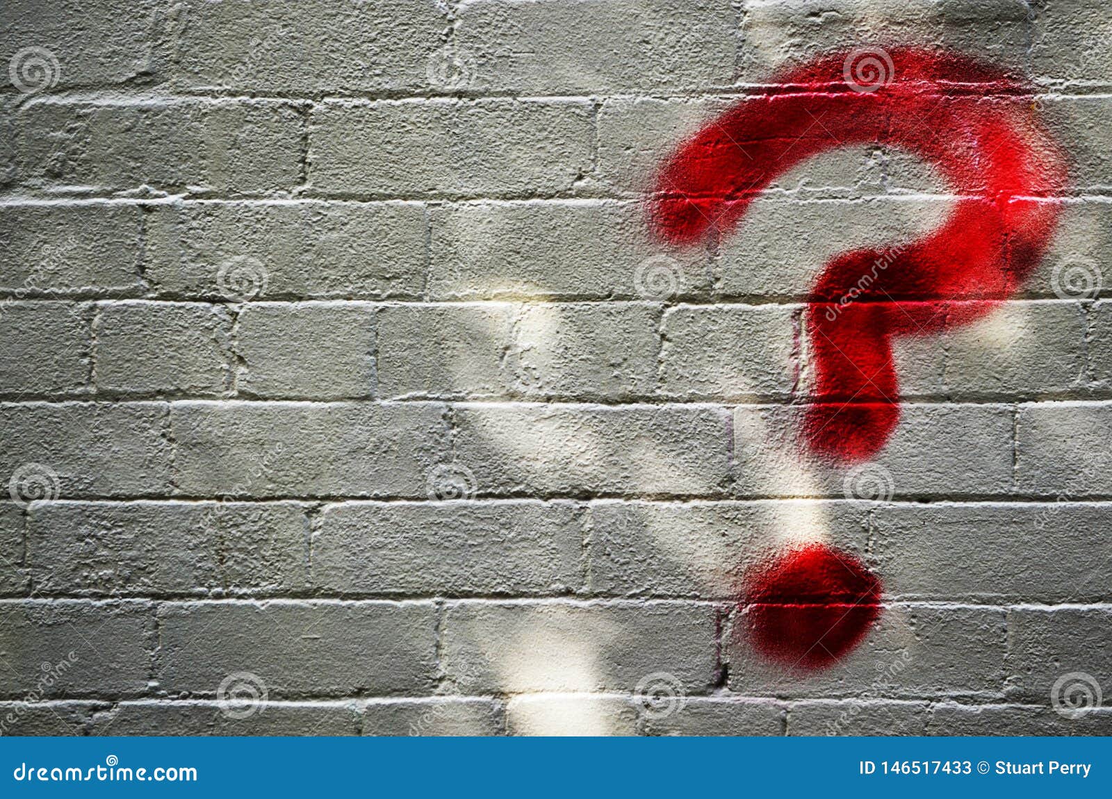 Question Mark Sign Painted on Brick Wall Stock Image - Image of spray ...