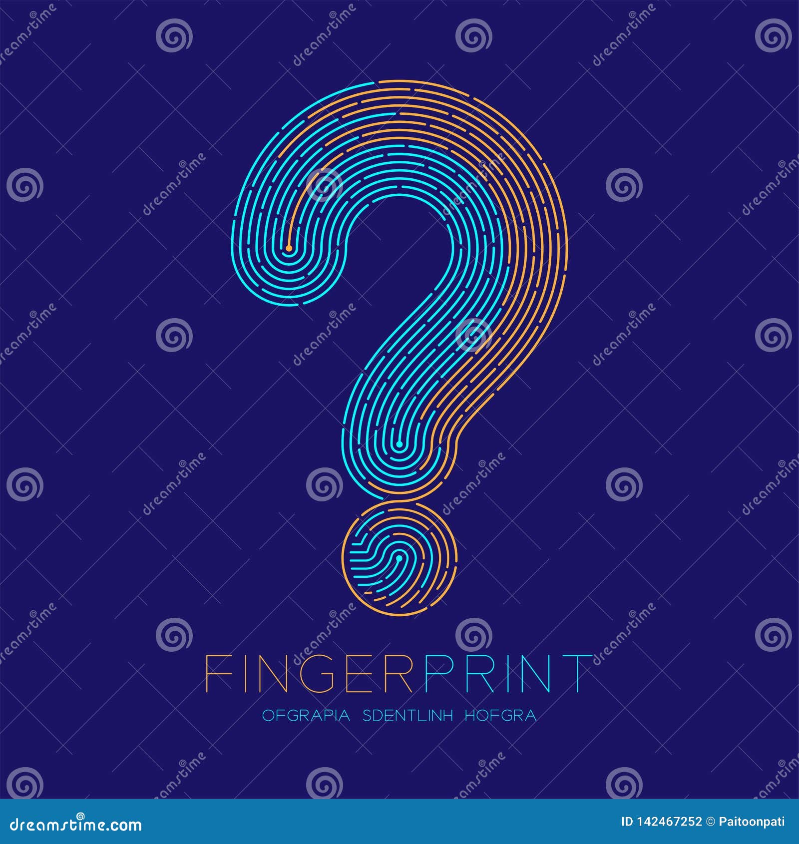 Question Mark Sign Pattern Fingerprint Scan Logo Icon Dash Line, Doubt ...