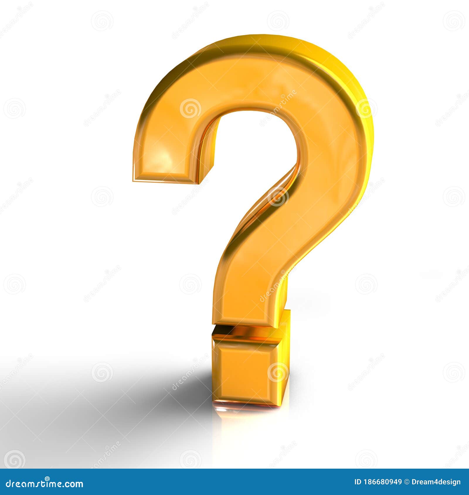 Question Mark Sign Symbol Gold Color, 3d Render Isolated on White ...