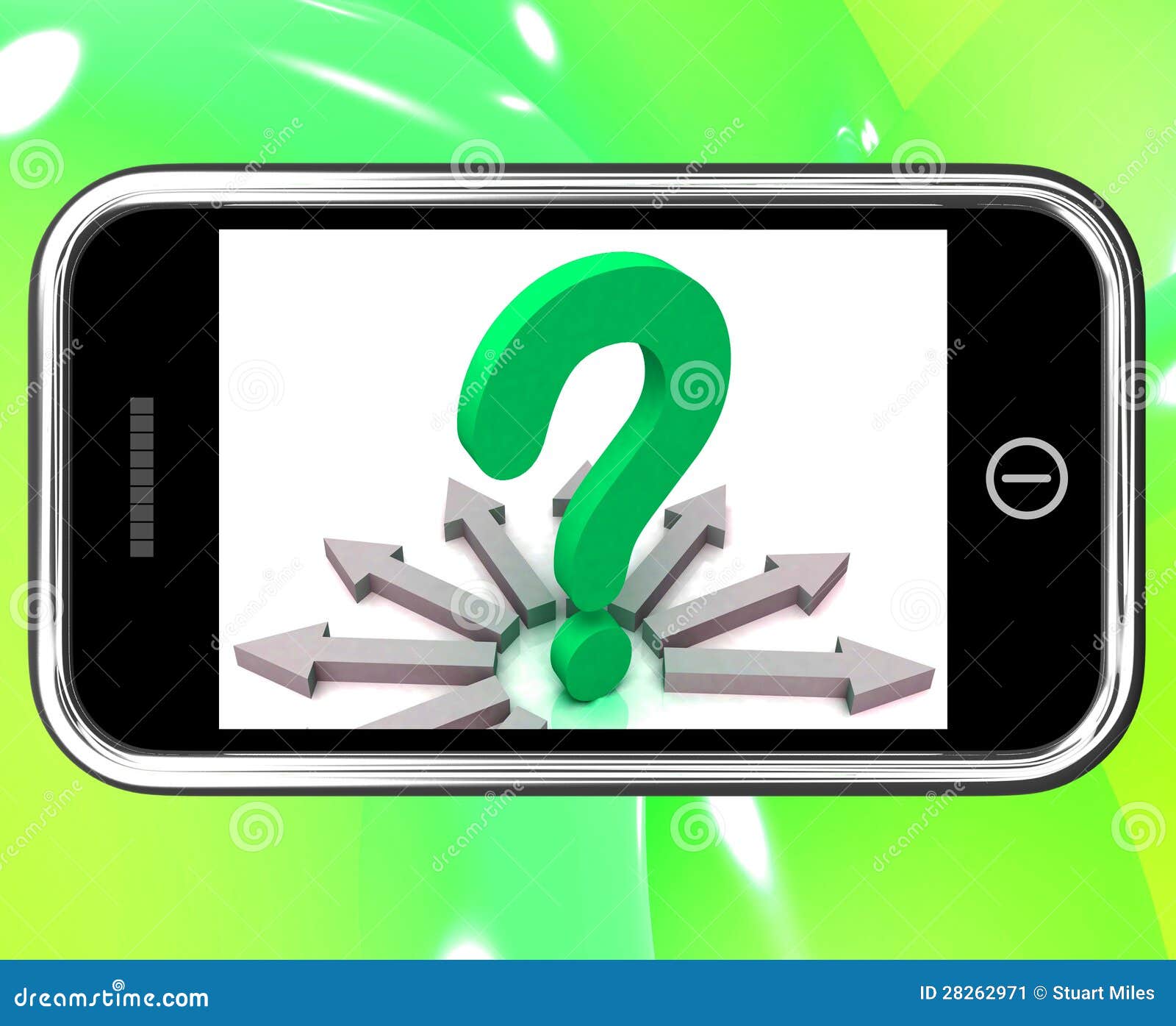 Question Mark on Smartphone Shows Asking Questions Stock Illustration ...