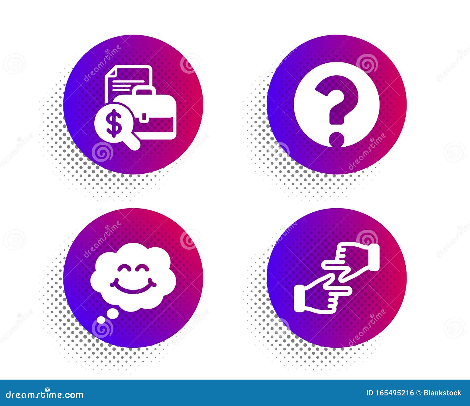 Question Mark, Smile and Accounting Report Icons Set. Click Hands Sign ...