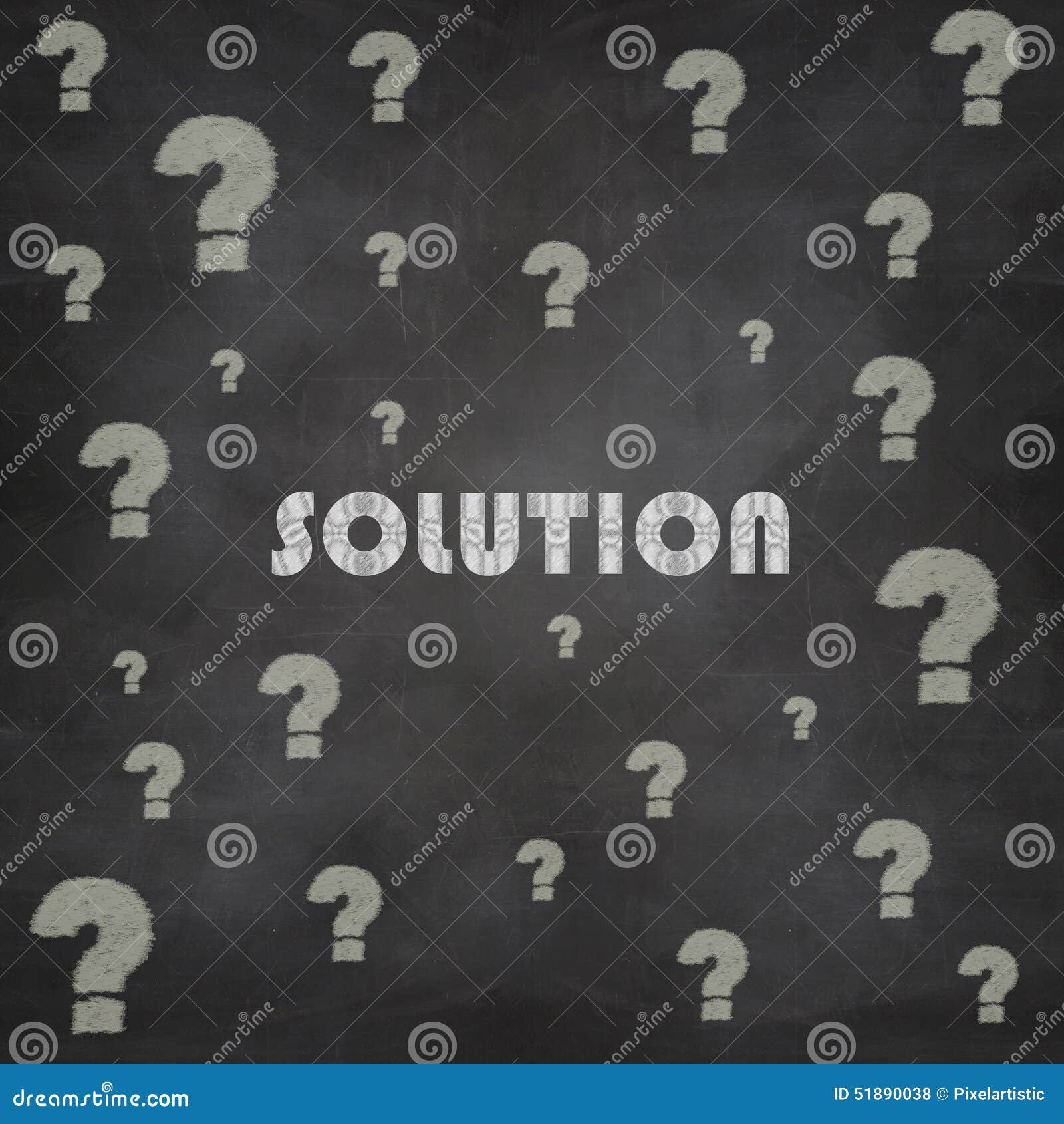 Question Mark and Solution Drawn in Chalk on a Blackboard Stock ...