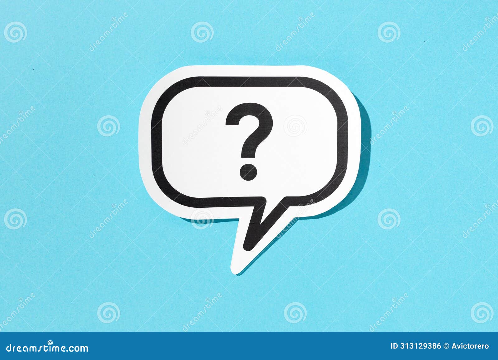 Question Mark on Speech Bubble Isolated on Blue Background Stock Photo ...