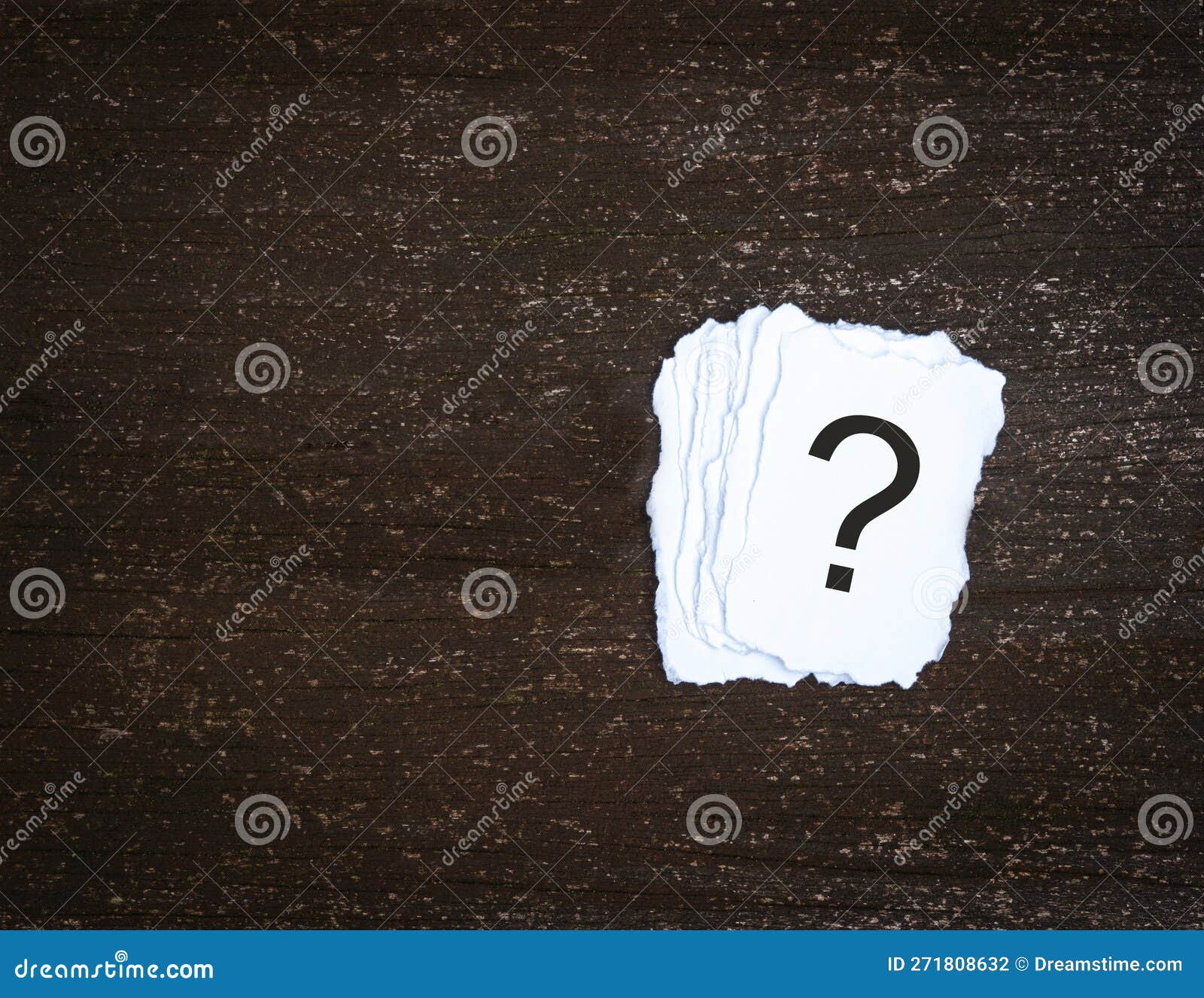 Question Mark Stack of Torn Papers on Grunge Wood Table Stock Photo ...