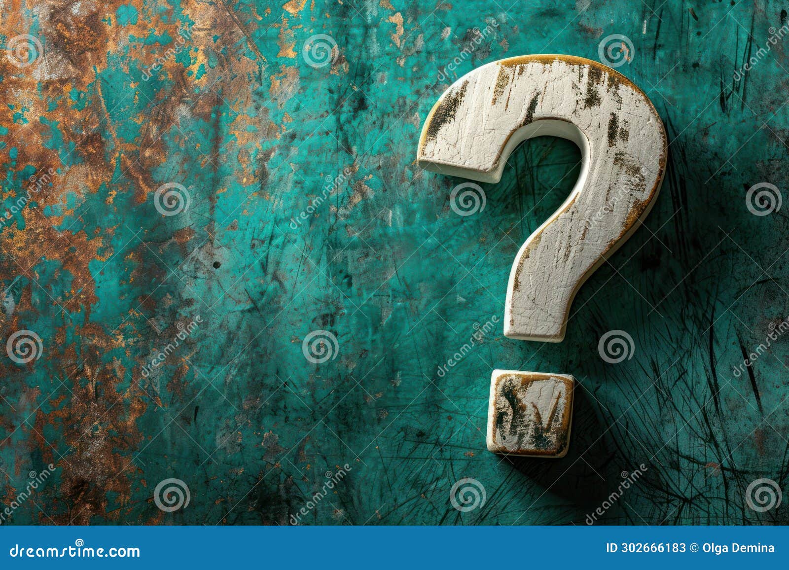 Question Mark Stands Out on a Textured Turquoise Background ...