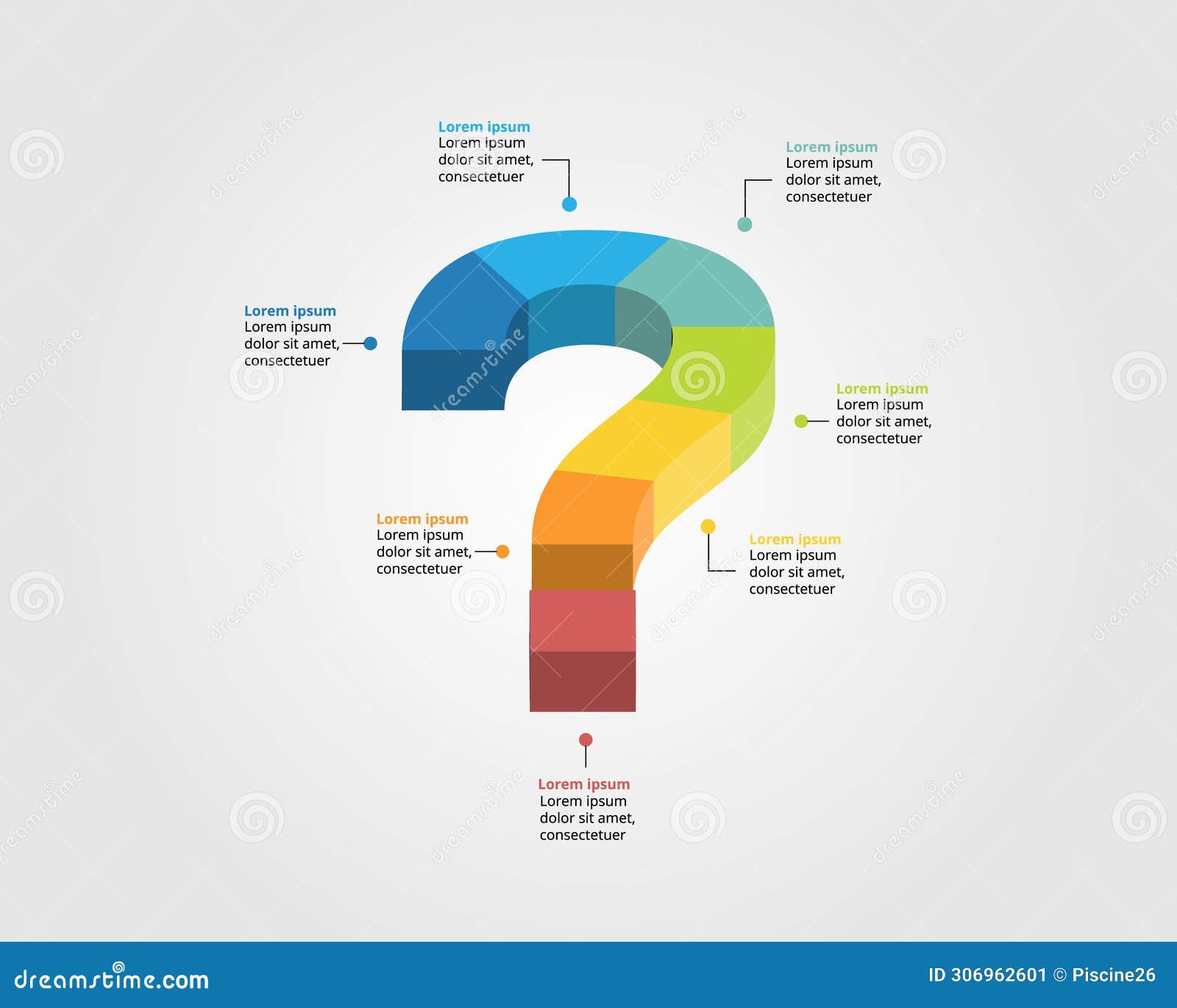 Question Mark 7 Step Template for Infographic for Presentation for 7 ...