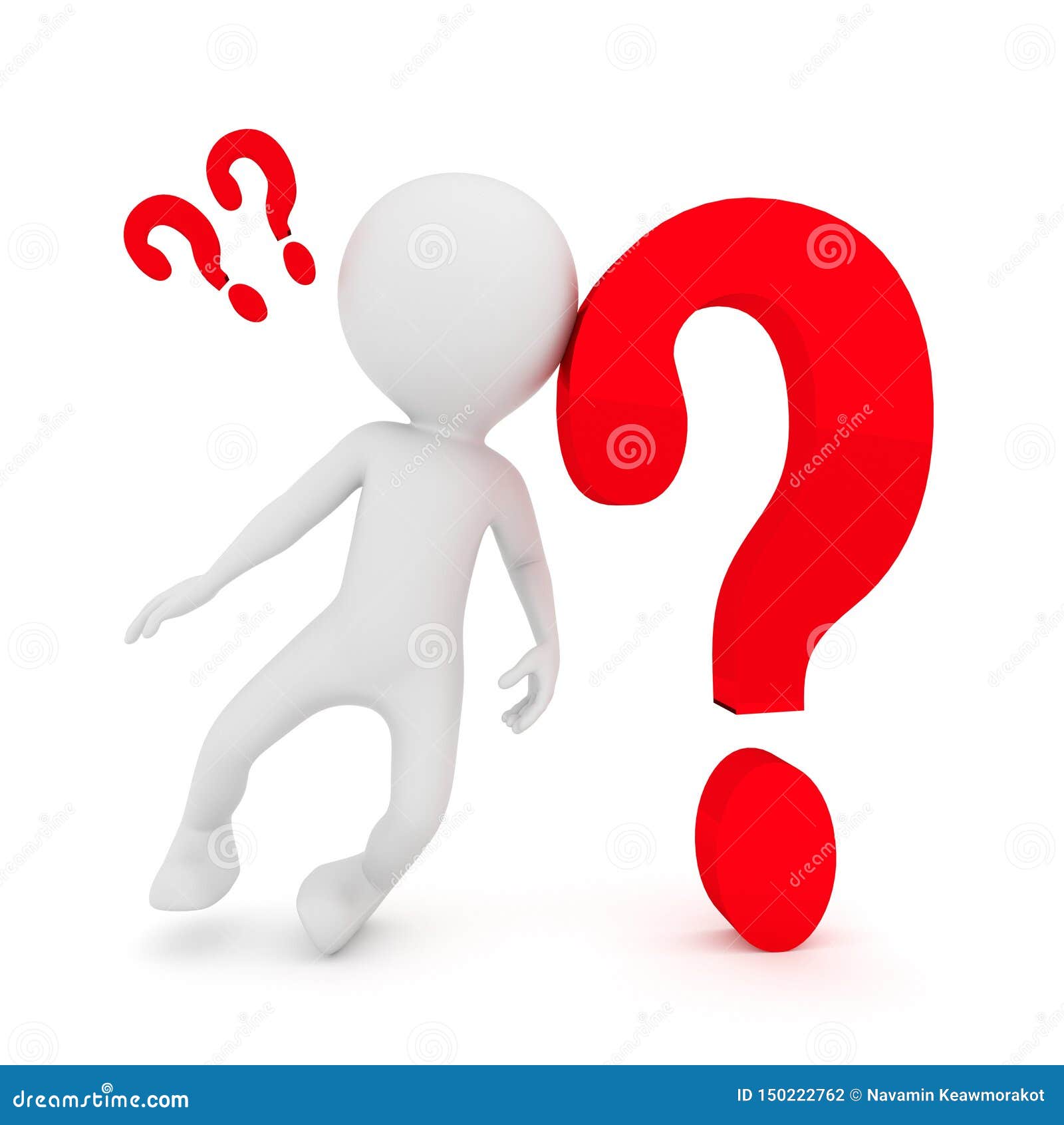 Question Mark Stick Man Isolated. 3D Rendering Stock Illustration ...