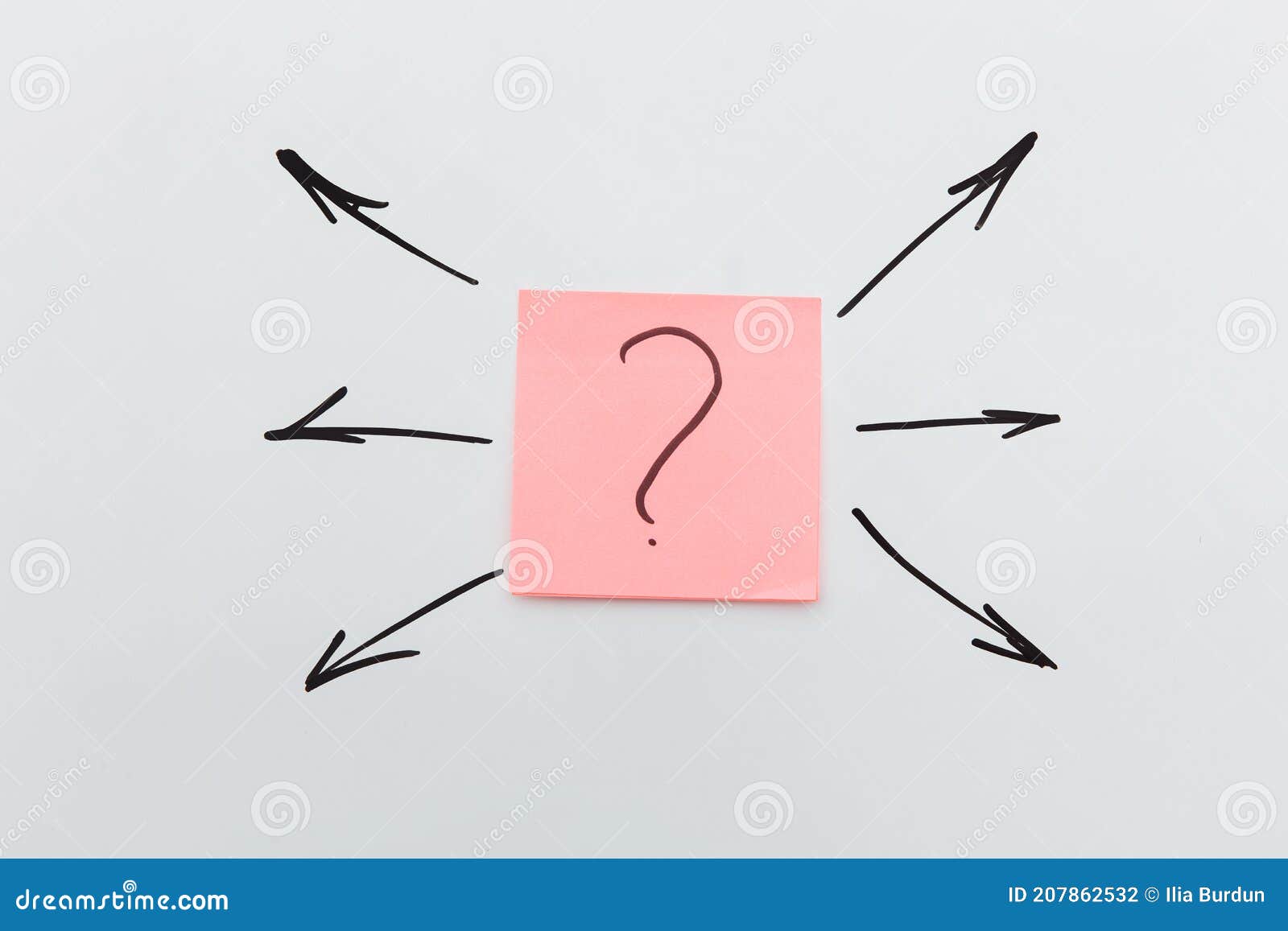 Question Mark on a Sticker and Many Arrows. Concept of Choosing a ...