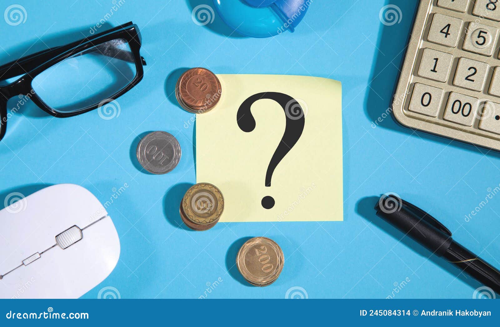 Question Mark on Sticky Note with a Business Objects Stock Photo ...