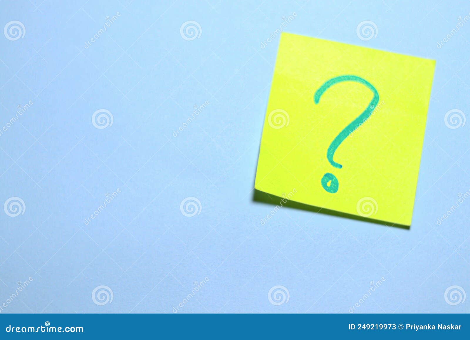 Question Mark on a Sticky Note, Sky Blue Background Stock Image - Image ...