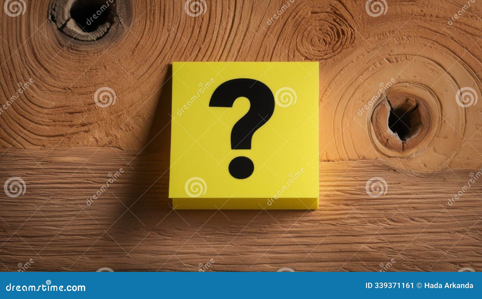 Question Mark Sticky Note, Vibrant Design on Textured Wood Background ...