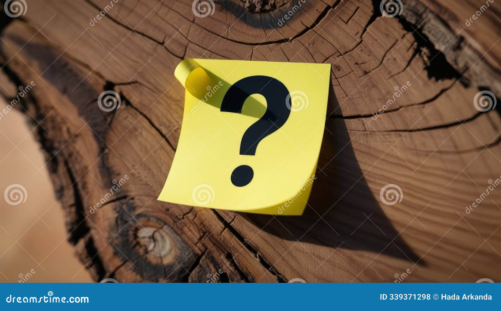 Question Mark Sticky Note, Vibrant Design on Textured Wood Background ...