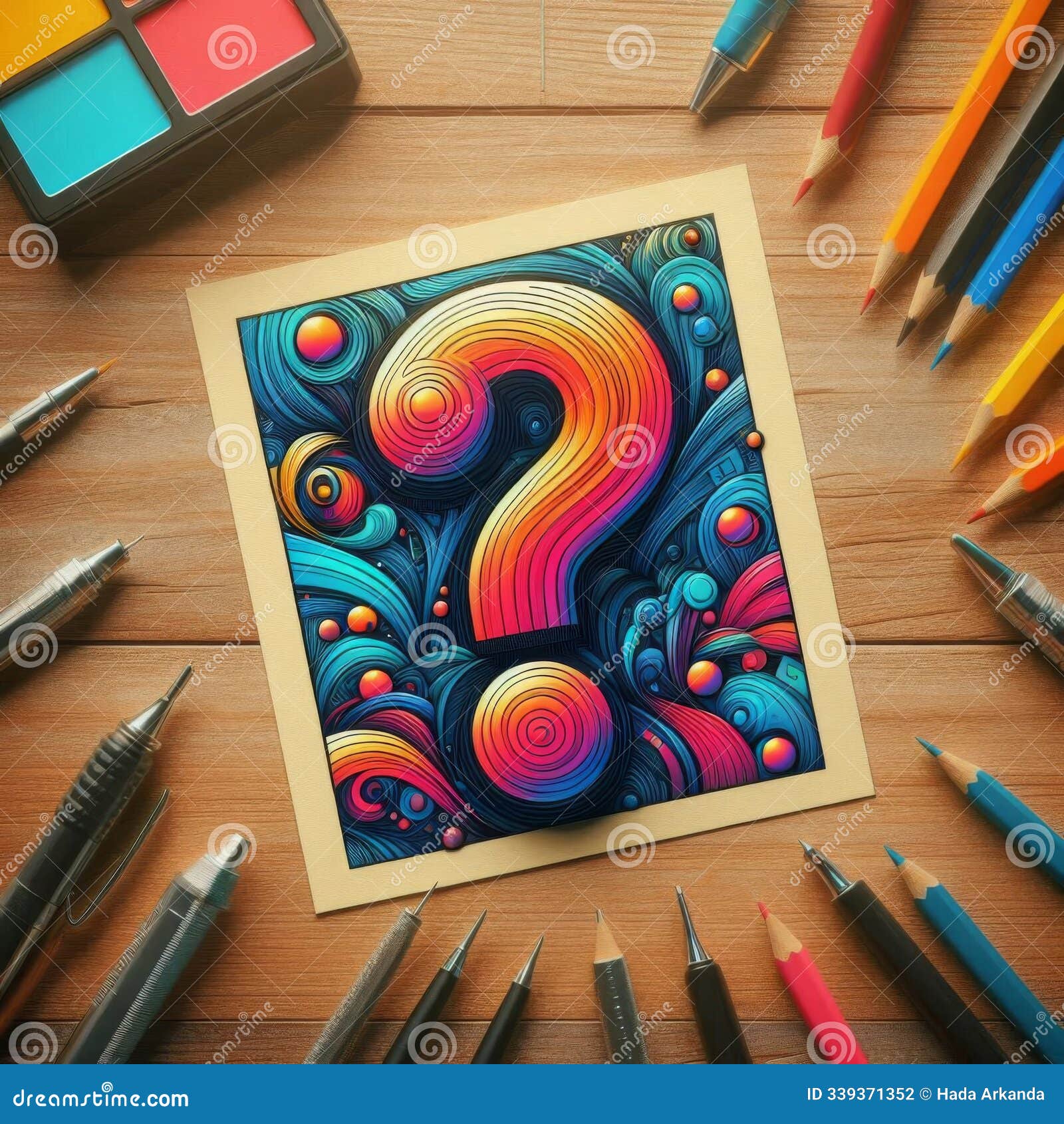 Question Mark Sticky Note, Vibrant Design on Textured Wood Background ...