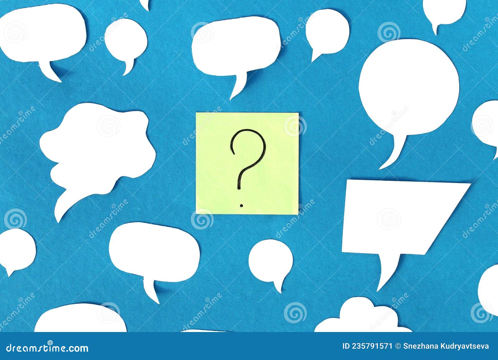 The Question Mark is Surrounded by Empty Bubbles Clouds for Writing ...