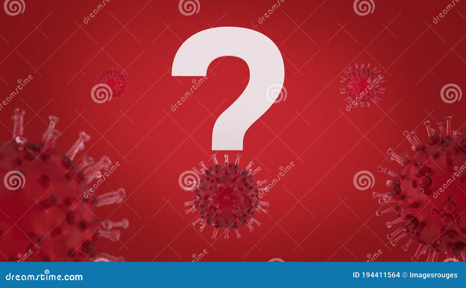Question Mark Surrounded by Red Viruses on Studio Background. 3D ...