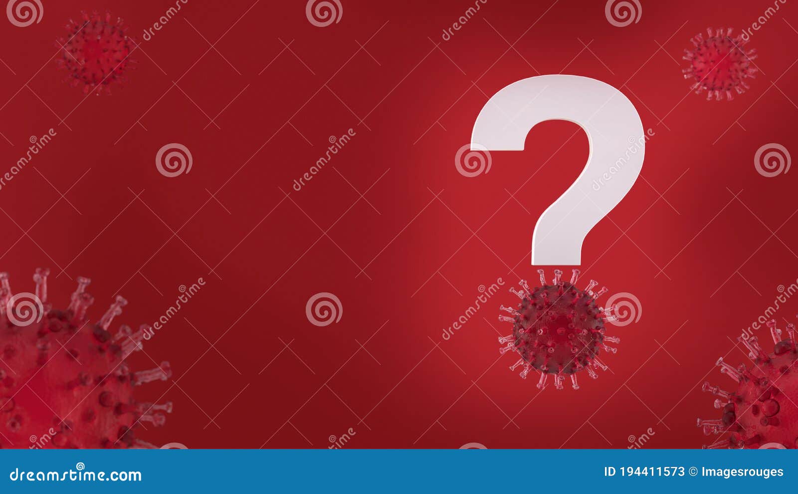 Question Mark Surrounded by Red Viruses on Studio Background with Space ...