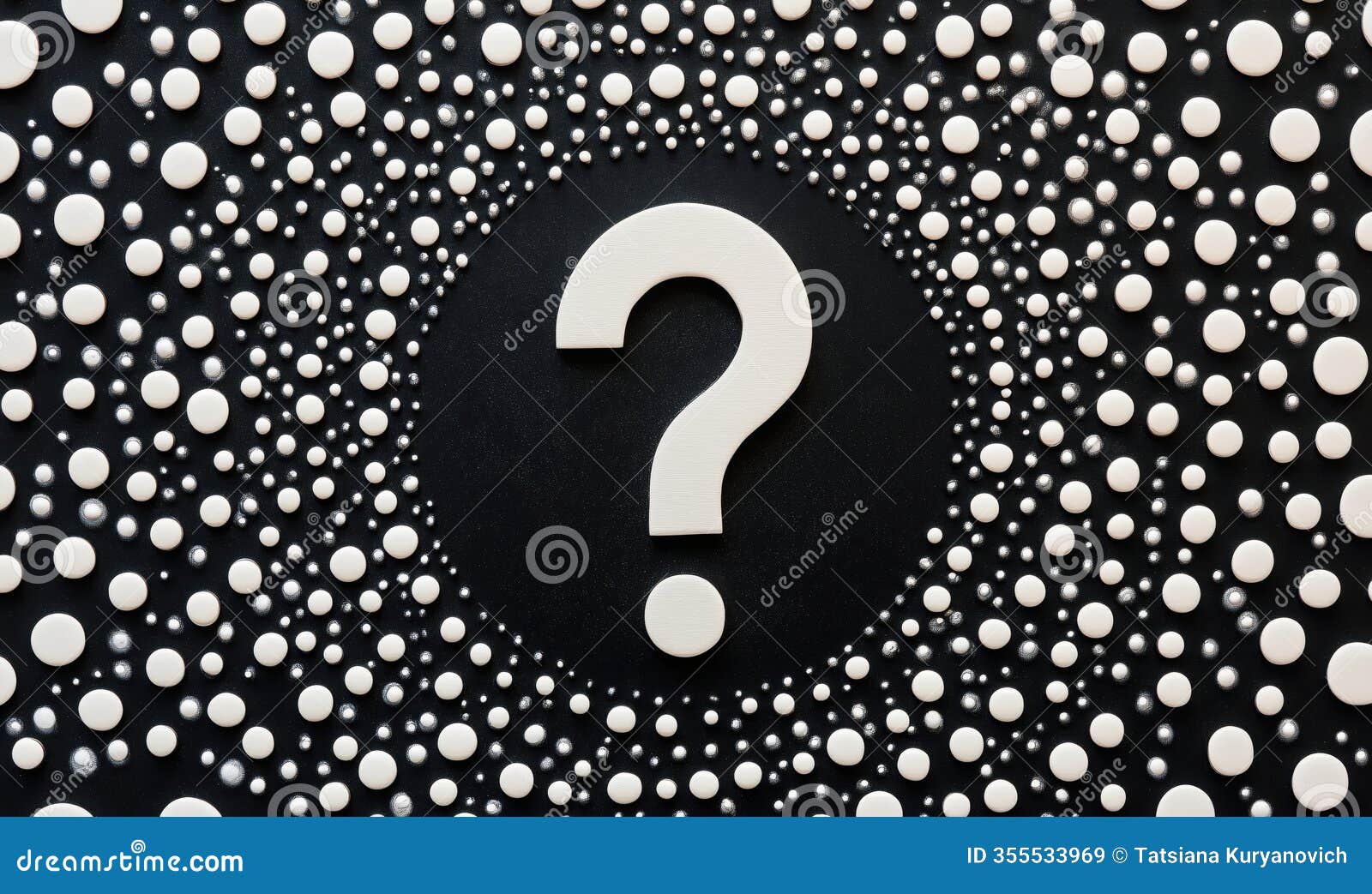 Question Mark Surrounded by White Dots on Black Background, Abstract ...